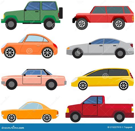 Set Of Modes Of Transport And Shapes Cartoon Characters In Transport