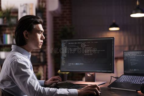 Freelancer Engineer Coding Firewall Program Stock Image Image Of