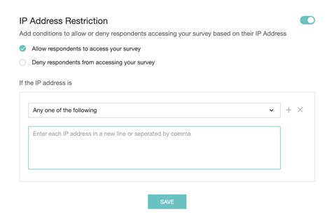 ip address restrictions in zoho survey online help guide
