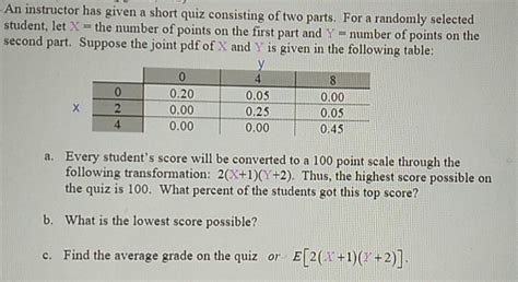 Solved An Instructor Has Given A Short Quiz Consisting Of Chegg