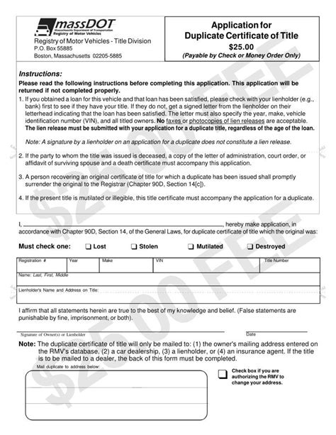 Application For Duplicate Certificate Of Title Fill Out Printable PDF