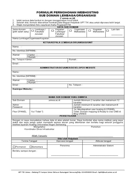 Formulir Permohonan Webhosting Pdf Komputer
