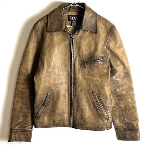 Rrl Ralph Lauren Leather Jacket Bomber Jacket Biker M Gem