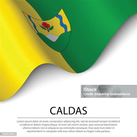 Caldas의 흔들리는 깃발은 흰색 바탕에 콜롬비아의 지역입니다 칼다스주에 대한 스톡 벡터 아트 및 기타 이미지 칼다스주