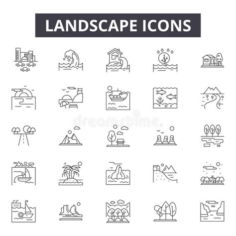 Landscapes Line Icons For Web And Mobile Design Editable Stroke Signs Landscapes Outline