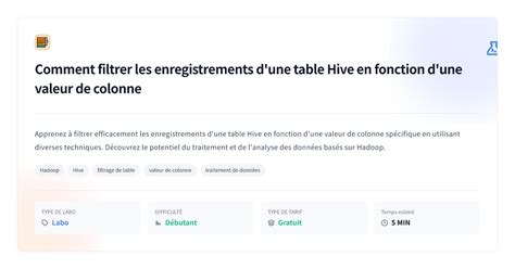 Comment Filtrer Les Enregistrements Dune Table Hive En Fonction Dune