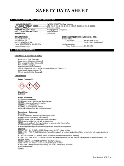 206 Sds Pdf Toxicity Safety