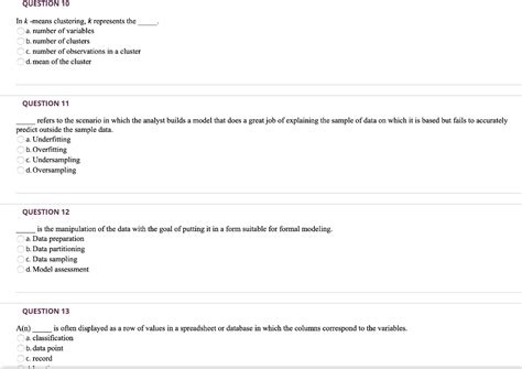 Solved QUESTION In K Means Clustering K Represents The Chegg Com