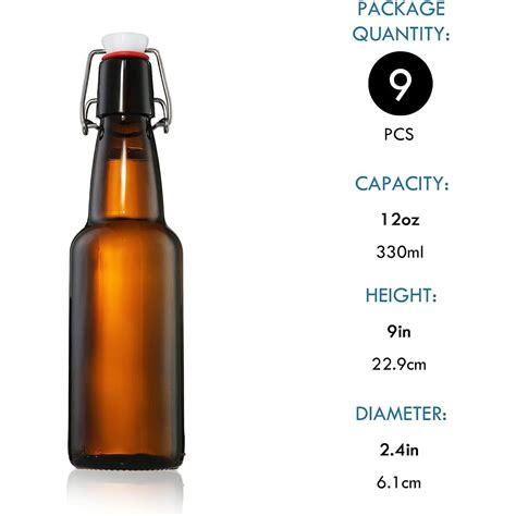Yeboda 12 Oz Amber Glass Beer Bottles For Home Brewing With Flip Caps