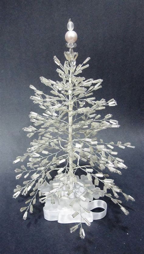 White Beaded Christmas Tree Beaded Christmas Ornaments Christmas