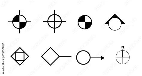 Architectural Symbol North Point Wall Section Elevation Marker Stock
