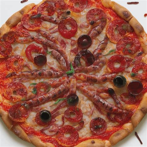 Pizza Topped With Worms Pepperoni And Olives Rgencraft