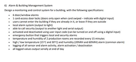 Solved Alarm Building Management System Design A Chegg