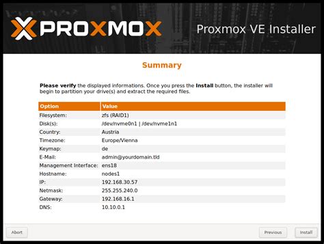 installation proxmox ve