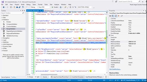 Página um formview validators uma dropdownlist e file upload