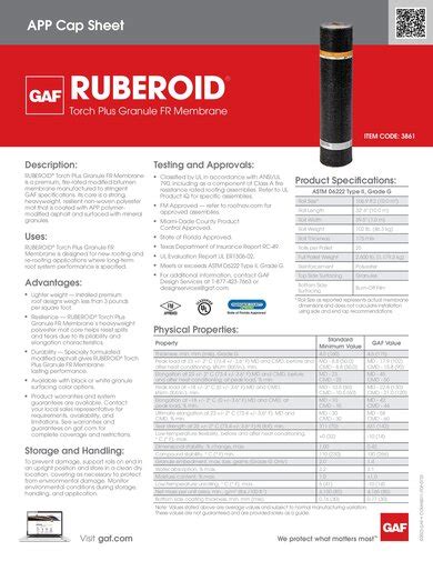 Ruberoid® Torch Plus Granule Fr Membrane Gaf Roofing