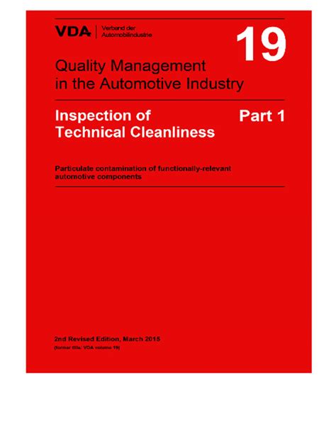 Vda 19 Inspection Of Technical Cleanleness Pdf