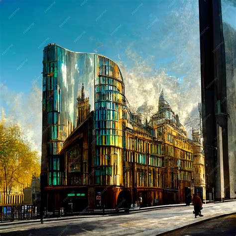 Un Edificio Con Una Gran Fachada De Cristal Y Un Edificio Con Un Gran