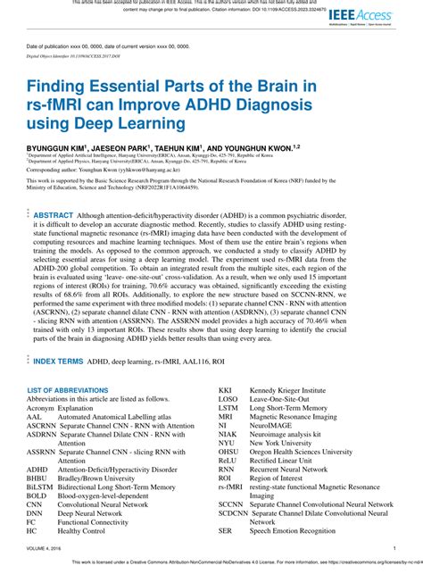 Pdf Finding Essential Parts Of The Brain In Rs Fmri Can Improve Adhd