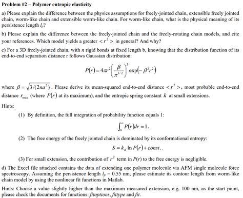 Solved Problem 2 Polymer Entropic Elasticity A Please