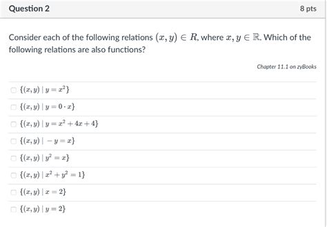 Solved Consider Each Of The Following Relations X Y R Chegg Com