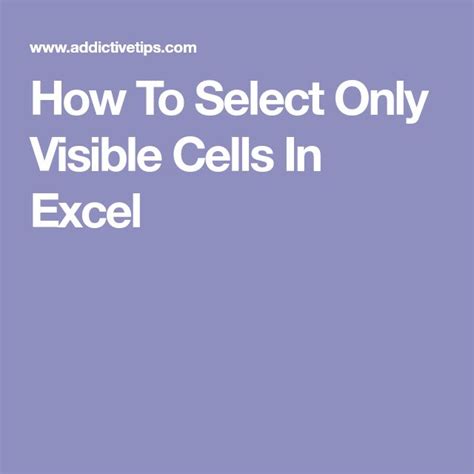 How To Select Only Visible Cells In Excel Excel The Selection