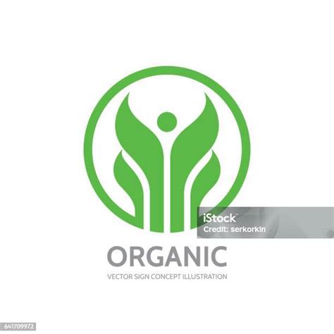 有機向量 Logo 範本概念插畫綠葉標誌抽象的人類特徵標誌自然生態的象徵設計項目向量圖形及更多企業圖片 企業 可持續資源 商務