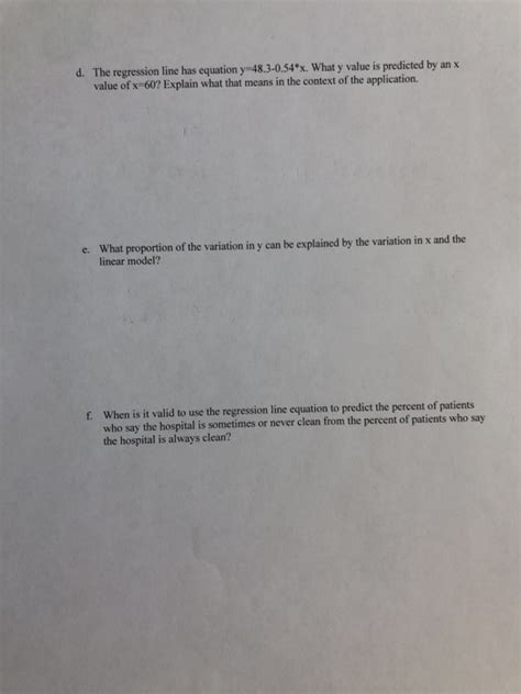 Solved D The Regression Line Has Equation Y 48 3 0 54 X