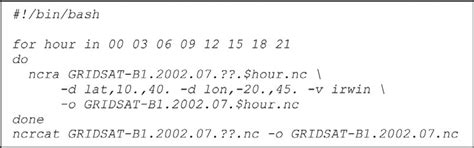 fig sb1 bash code that uses netcdf operators to process one month of