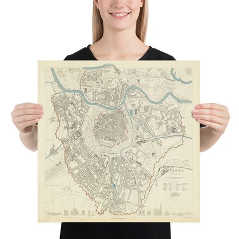 Old Map Of Vienna By Sduk In 1887 Danube River Alte Donau Graben