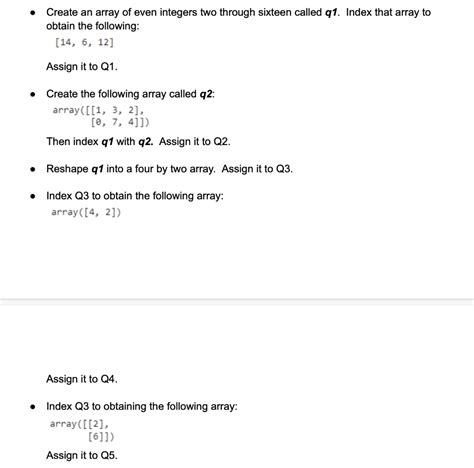 Solved Create An Array Of Even Integers Two Through