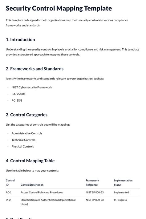 Security Control Mapping Template Template Collaborative Docs For Teams