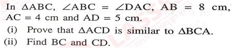 Triangles Chapter Important Questions Class Cbse