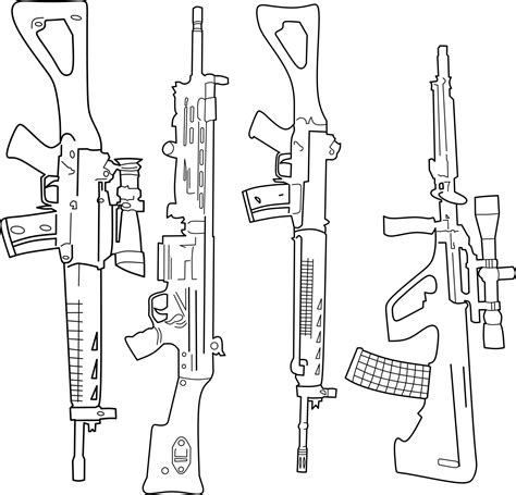 Guns Coloring Page Vector Art At Vecteezy