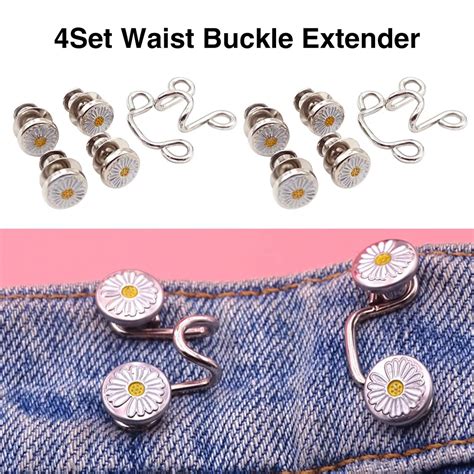 바지 스커트용 허리 버클 익스텐더 세트 Diy 금속 허리띠 진 버튼 조정 가능한 내구성 분해 재봉 도구 4 세트