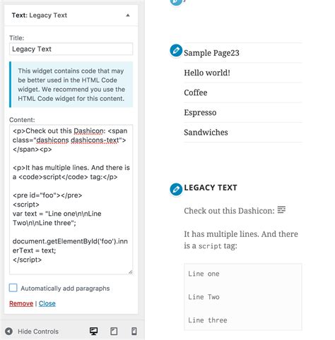 40951 New Text Widget Switching Between Visualtext Editor Strips