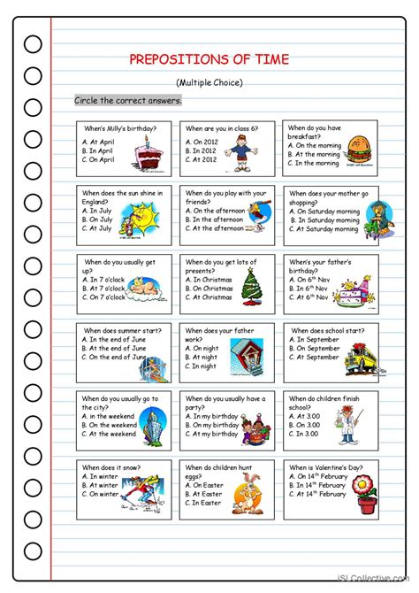 Prepositions Of Time English ESL Worksheets Pdf Doc
