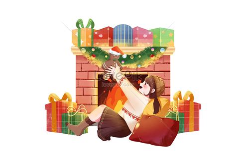 크리스마스 선물 상자 진저브레드 맨 휴일 장식 일러스트 무료 다운로드 Lovepik