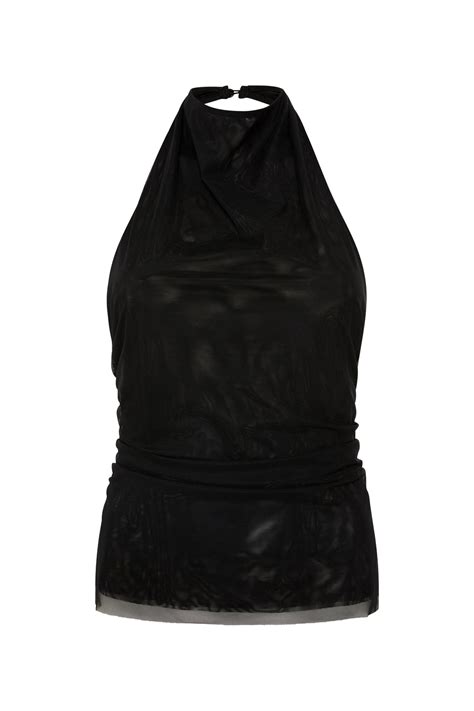 Jacques Mesh Halter Top Black Sir