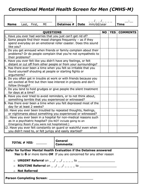 Mental Health Screening Questionnaire Pdf Fill Out Sign Online DocHub