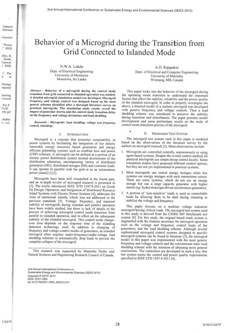 Pdf Behavior Of A Microgrid During The Transision From Grid Connected To Islanded Mode