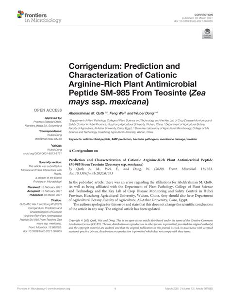 Pdf Corrigendum Prediction And Characterization Of Cationic Arginine