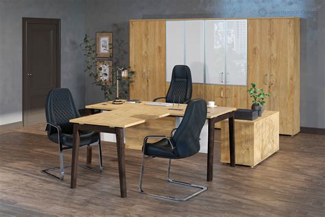 Мебель для кабинета руководителя Onix Wood Direct Белый бриллиант опоры дуб светлый купить в