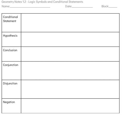 12 Logic Symbols And Conditional Statements Notes And Key Tpt