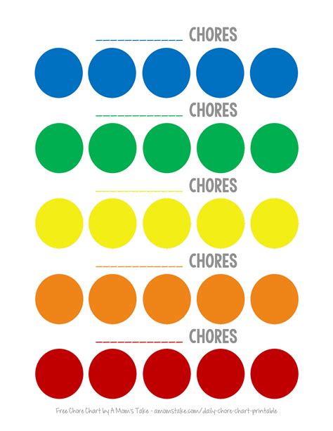 免费 Rainbow Chore Chart For Kids 样本文件在 allbusinesstemplates