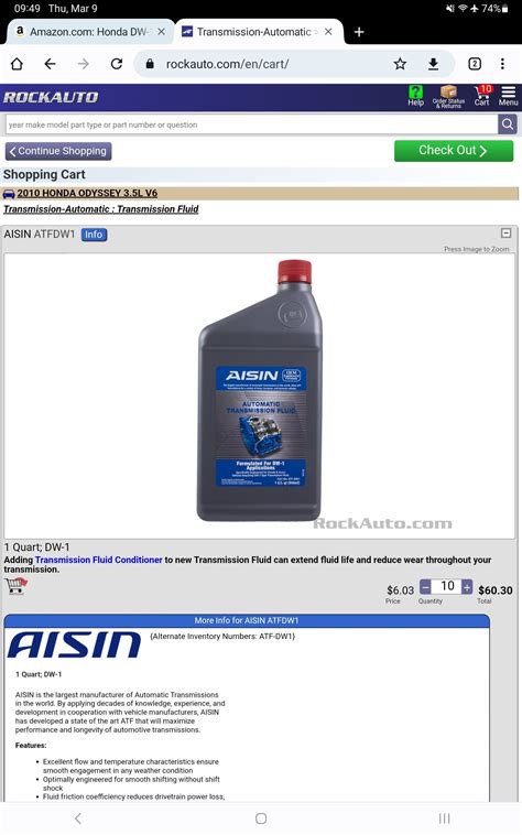 Aisin DW1 ATF. Did anyone try to use it? | Honda Odyssey Forum