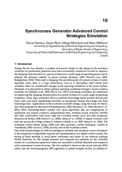 Pdf Synchronous Generator Advanced Control Strategies Simulation