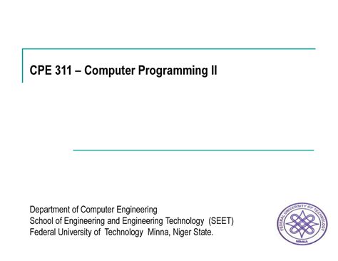 Lecture 2 Fundamentals Of C Cpe 311 Computer Programming Ii