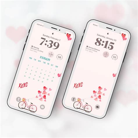 2025 February Calendar Iphone Wallpaper Two Valentines Day Romantic