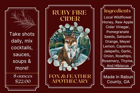 Ruby Fire Cider The General Store Tallulah Falls
